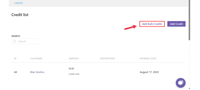 How to add bulk credits