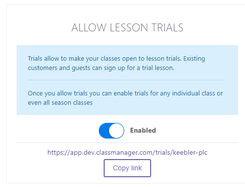 How to set up class trials