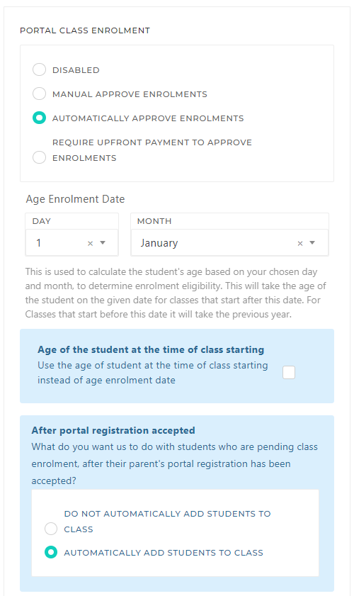 How to activate online class enrolment